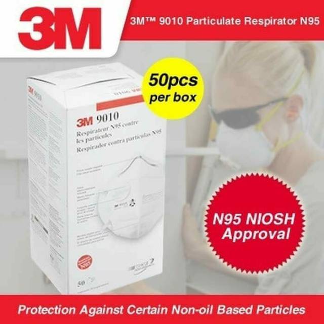 Jual 3m masker 9010 Partikulat Respirator N95 / 1 box Isi 50 Pcs | Shopee Indonesia
