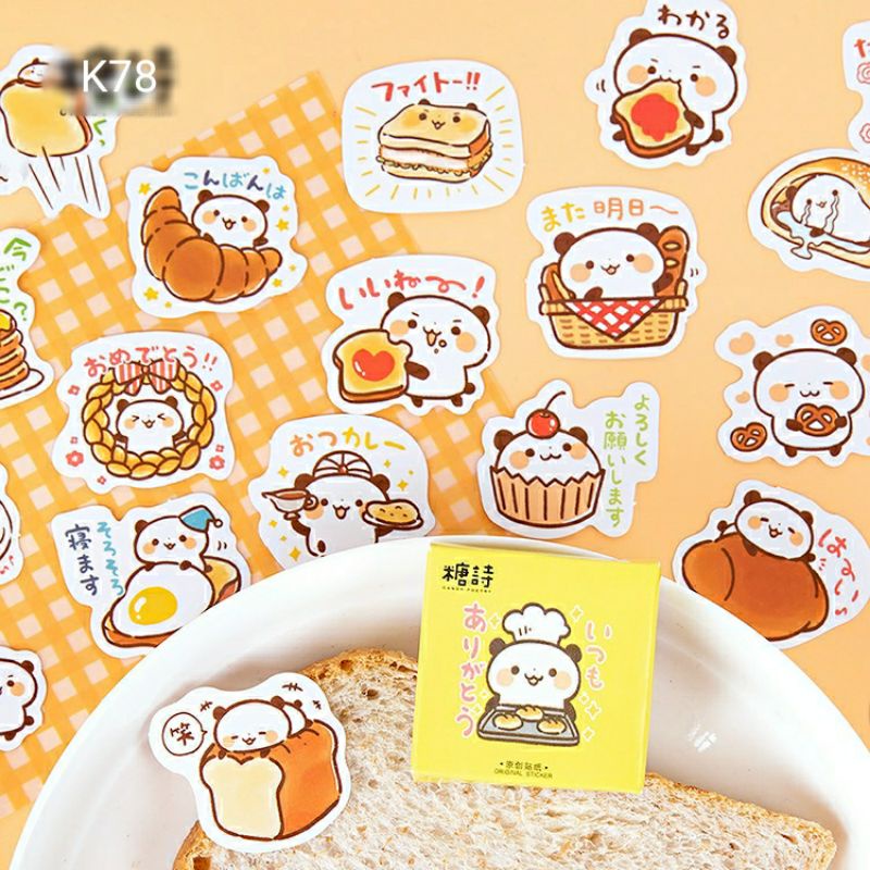 Jual stiker sticker aesthetic K78 breakfast roti panggang bread ...