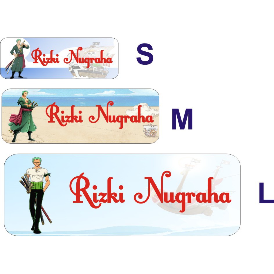 Jual STIKER LABEL NAMA WATERPROOF BASIC ZORO ONE PIECE | Shopee Indonesia