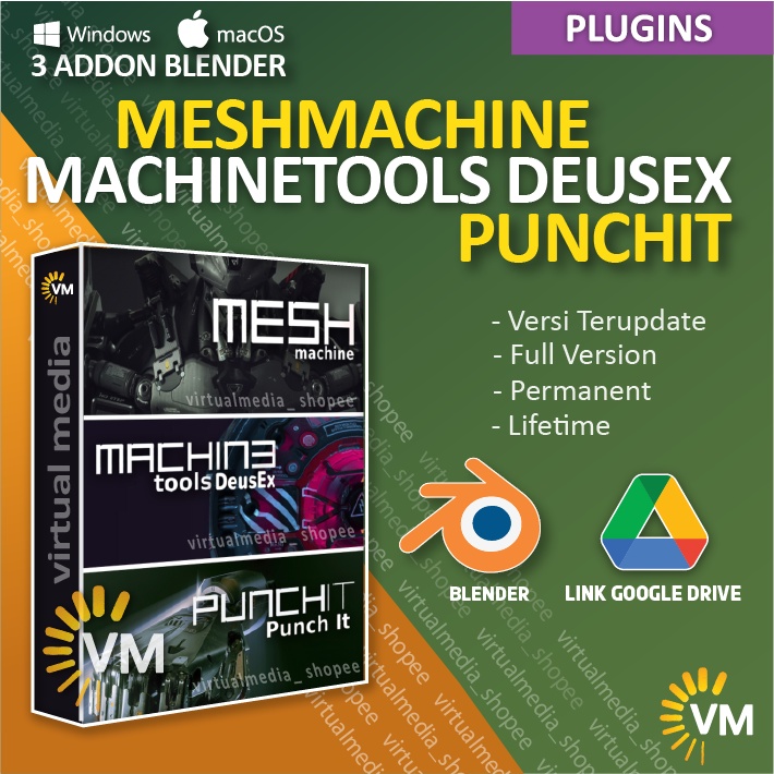 Jual BLENDER ADDONS MESHMACHINE MACHIN3TOOLS DEUSEX PUNCHIT PLUGIN MARKET 3D MAC PLUGINS ...