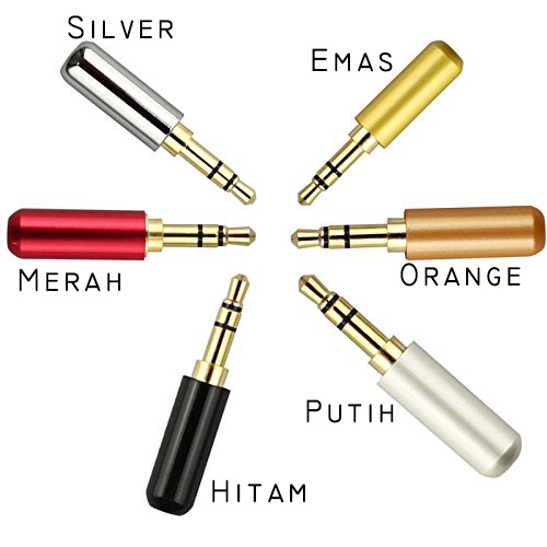 Jual Jack 3 Pole Pin 3.5 mm warna merah silver biru putih emas hitam ...