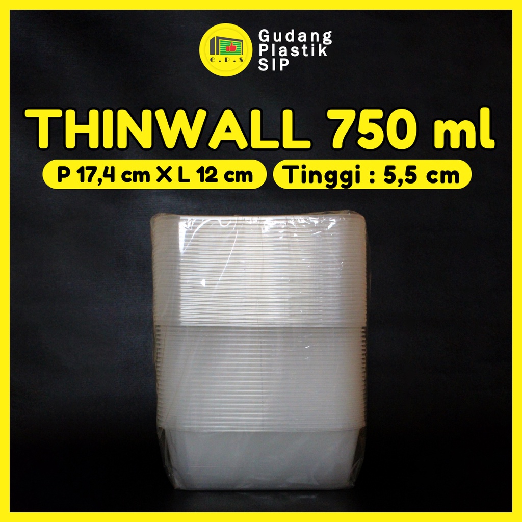 Jual Thinwall Rectangle 750 Ml Tutup Kotak Makanan Plastik Isi 25