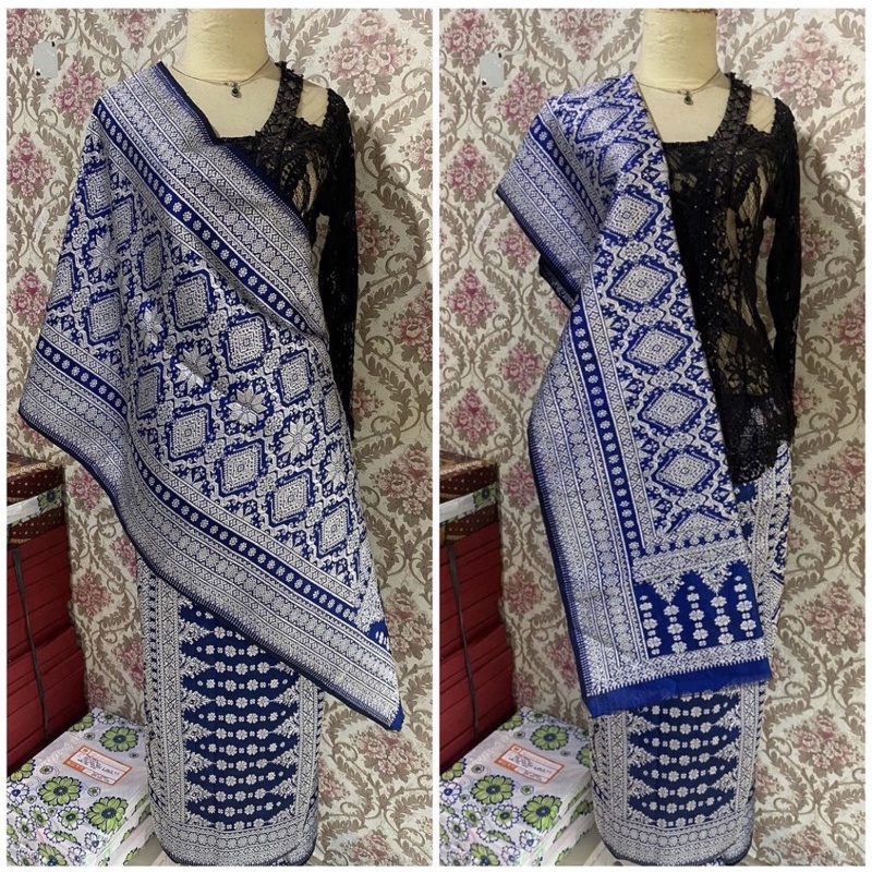 Jual Songket Palembang Lepus Biru Silver | Shopee Indonesia