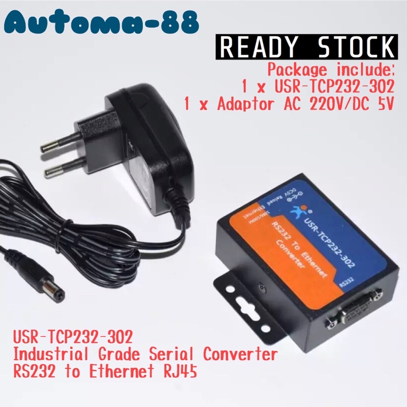 Jual USR TCP232-302 Serial RS232 to Ethernel TCP IP LAN Converter ke RS-232 DB9 | Shopee Indonesia
