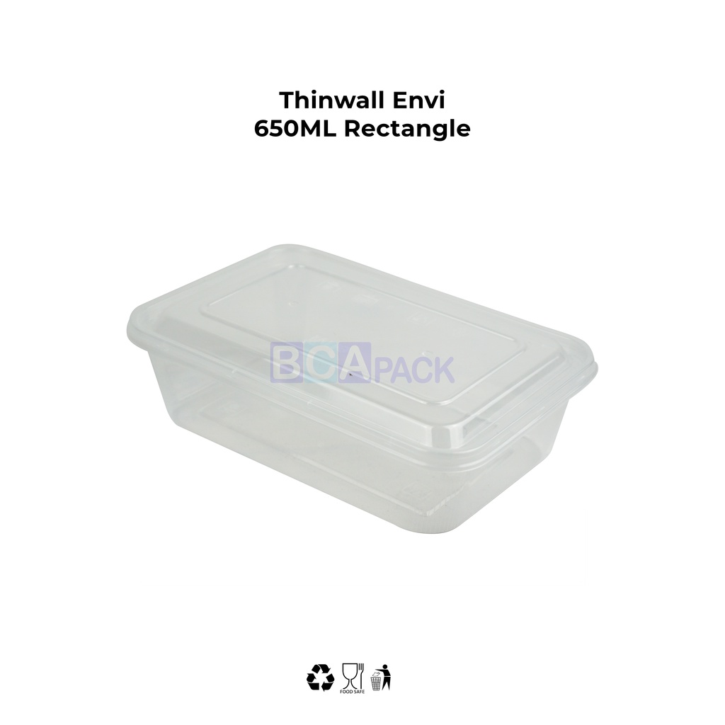 Jual Thinwall Envi 650ml Rect - 650 ml - Kemasan Food grade isi 25 set ...