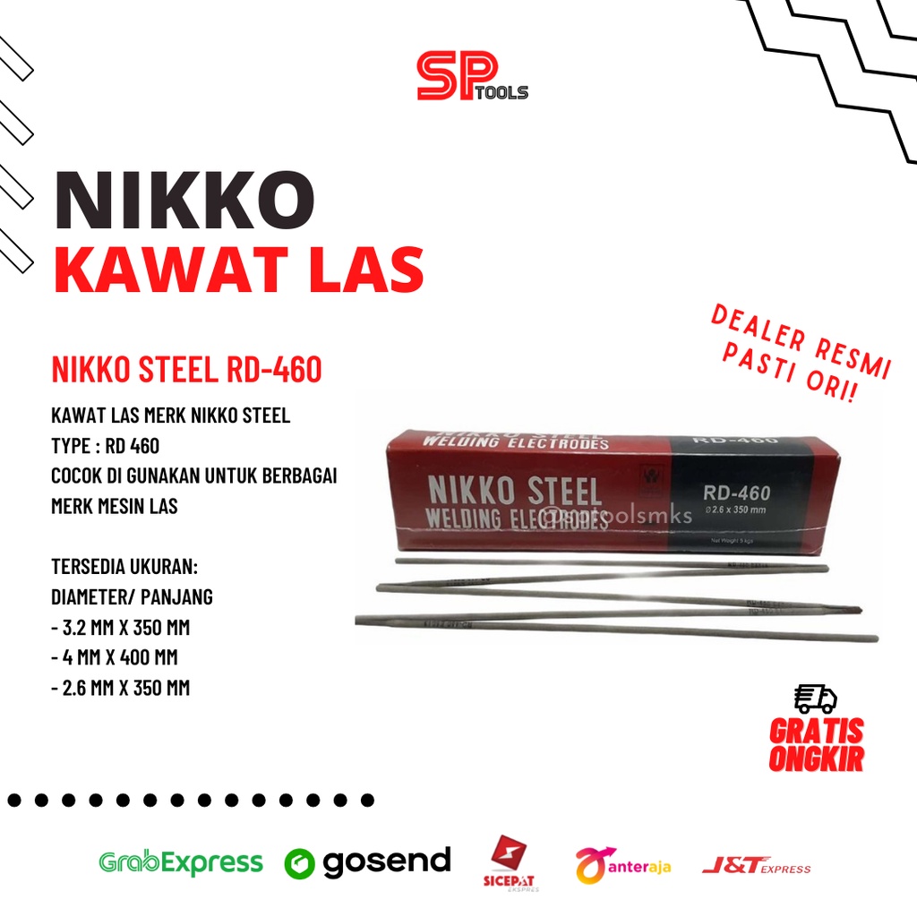 Jual KAWAT LAS NIKKO STEEL 3.2MM 3.2 MM X 350 MM (5KG) RD460 RD-460 RD 460 | Shopee Indonesia