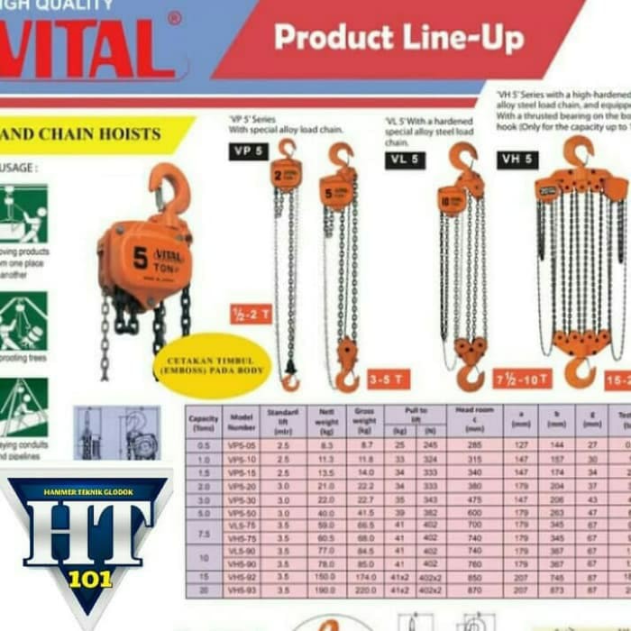 Jual katrol manual rantai chain block vital takel 3 ton x 15 meter ...