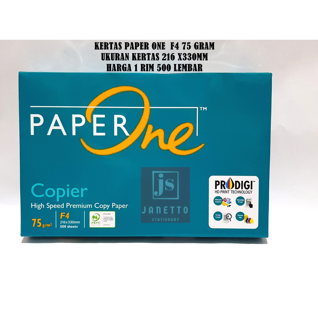 Jual Kertas F4 HVS Paper One 75 Gram HVS F4 Paper 500 Lembar | Shopee ...
