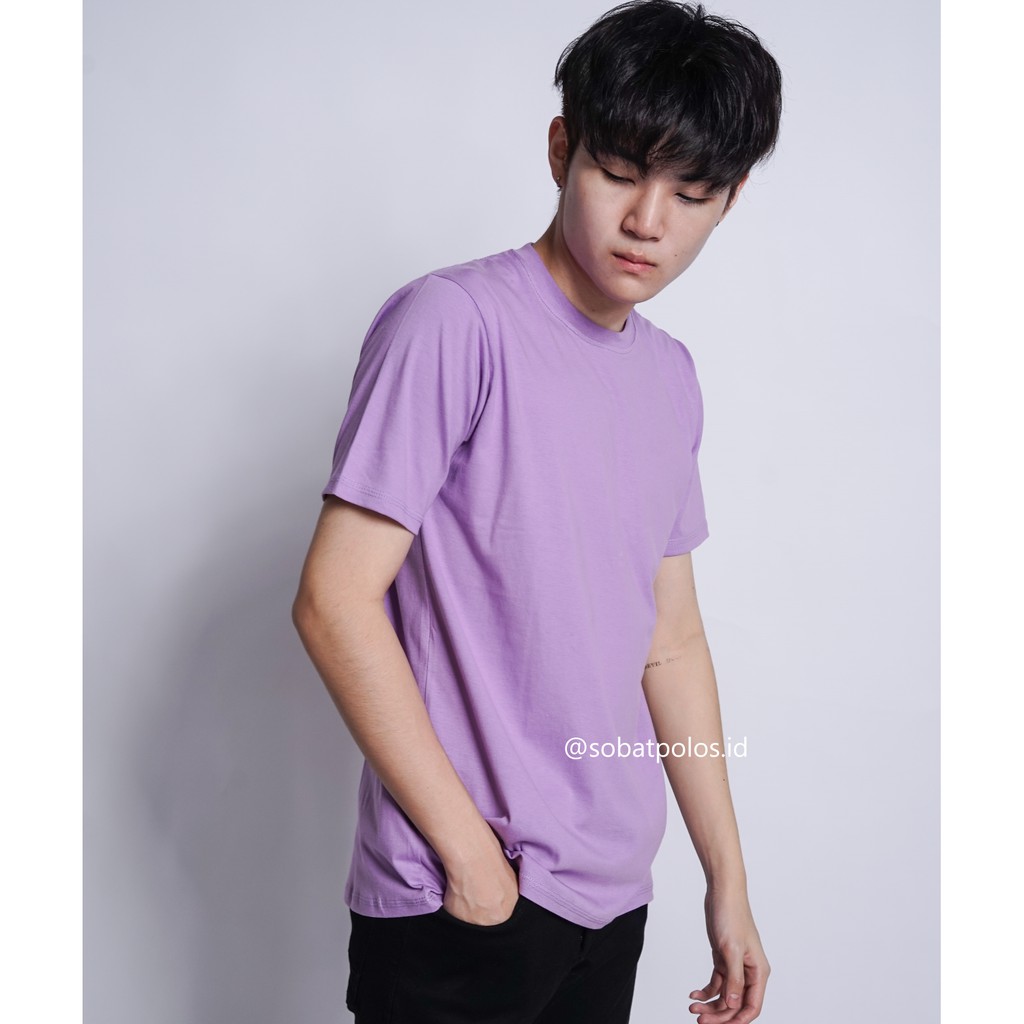 Jual KAOS POLOS LENGAN PENDEK PRIA WARNA UNGU MUDA COTTON COMBED 30S ...