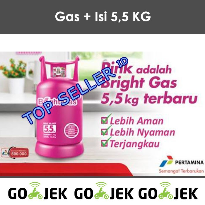 Jual Bright Gas Pink 5,5 12 KG Tabung + Isi FULL LPG Elpiji Masak Asli ...
