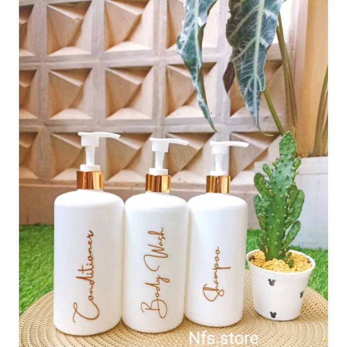 Jual BOTOL SABUN MANDI PUMP 500ml AESTHETIC BLACK GOLD BOTOL REFIL ...