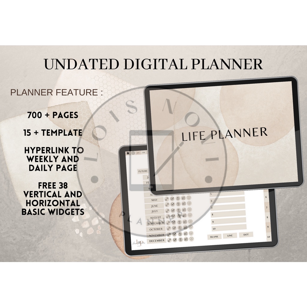 Jual Digital Planner, Undated Digital Planner, Undated horizontal ...