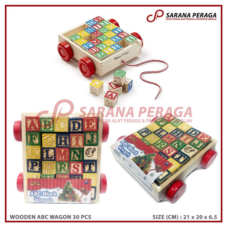 Jual SaranaPeraga - Wooden ABC Wagon / Mobil Kayu Angka dan Huruf 30 ...