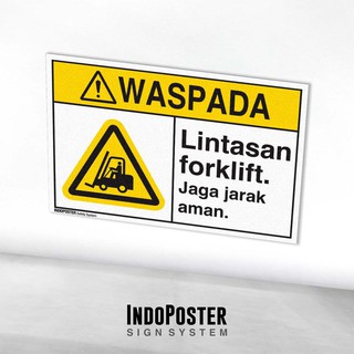 Jual Stiker Label Safety Sign Rambu K3 ANSI Waspada Lintasan Forklift ...