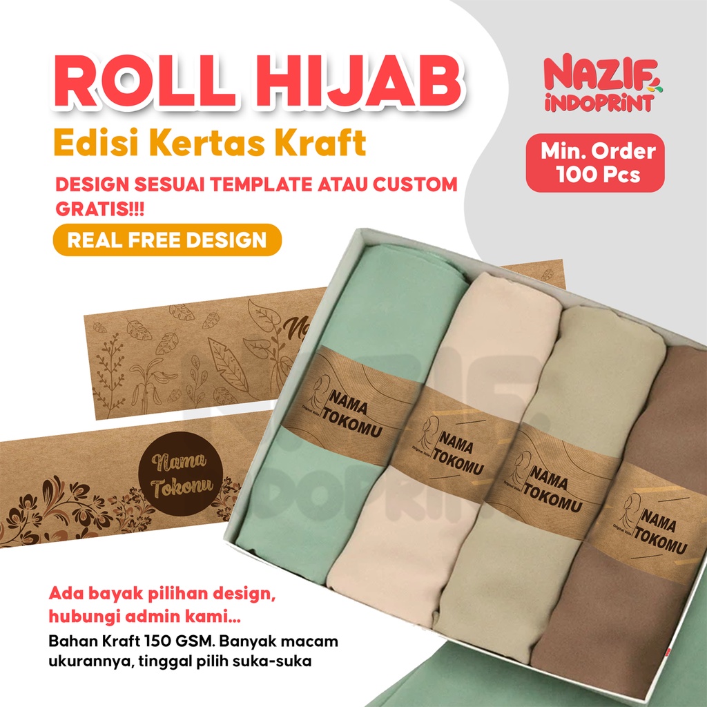 Jual Roll Hijab Custom / Label Pengikat Hijab / Pengikat Hijab / Roller ...