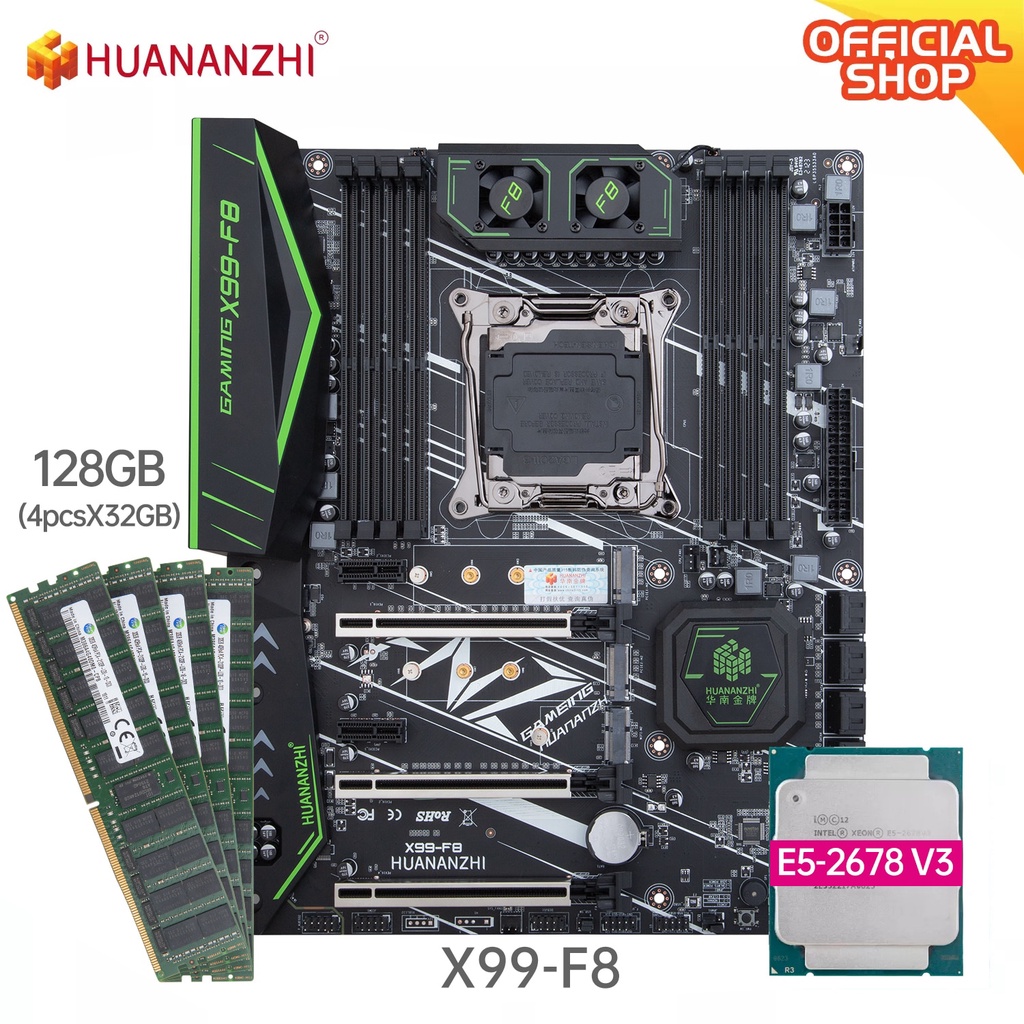 Jual PREORDER HUANANZHI X99 F8 X99 Motherboard with Intel XEON E5 2678 V3 with 4*32G DDR4 RECC ...