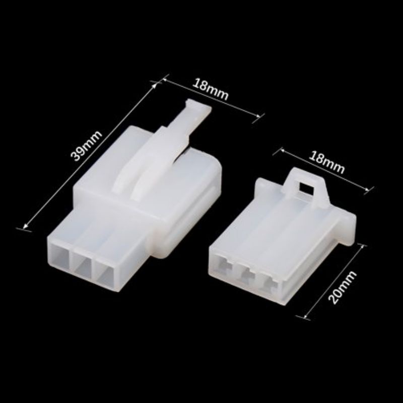 Jual 1 Pasang Socket Konektor 3 Pin Kecil Tanpa Skun Warna PUTIH ...