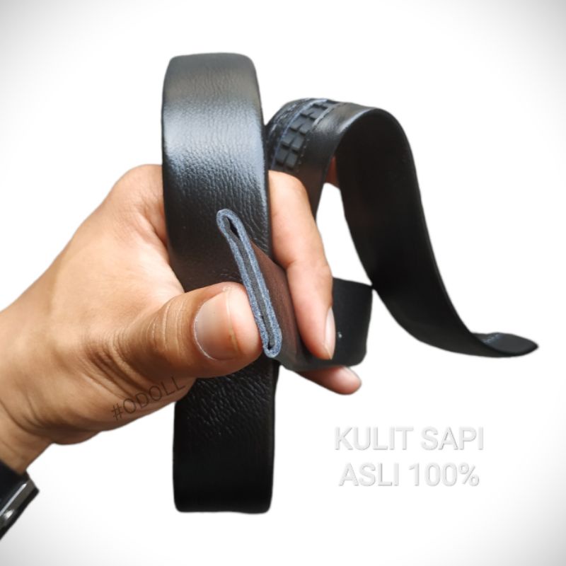 Jual Tali Ikat Pinggang Kulit Sapi Asli Model Rel | Tali Kulit Tanpa ...
