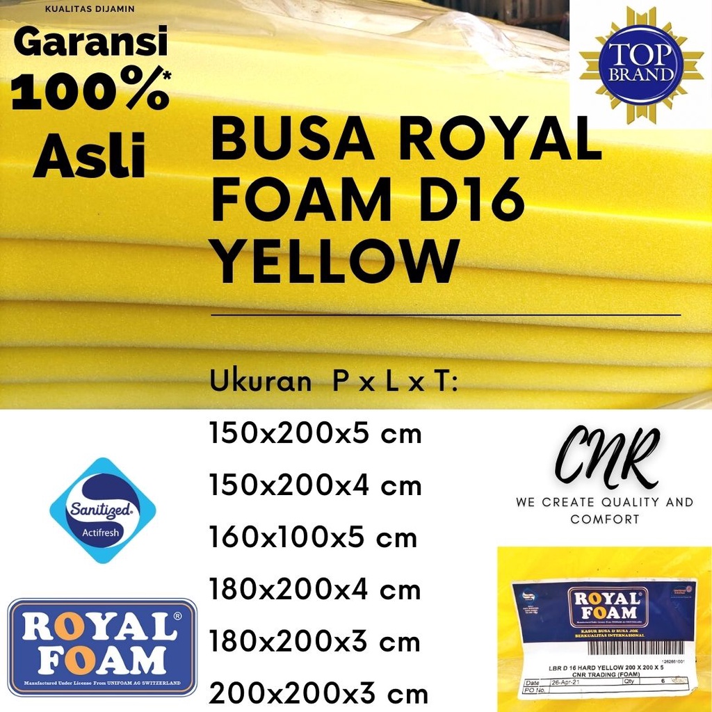 Jual Busa lembaran busa royal foam density 16 kuning, busa yellow tebal ...