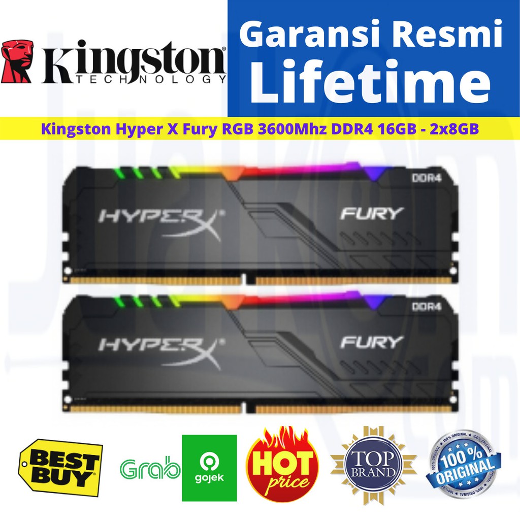 Jual RAM DDR4 Kingston HyperX Fury RGB DDR4 3600MHz 16GB 2x8GB HX436C17FB3AK2/16 | Shopee Indonesia