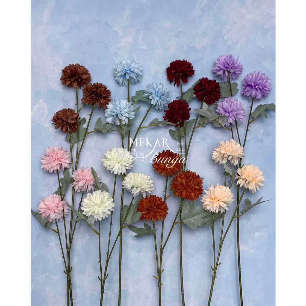 Jual (GD 50) - 11 Warna Bunga Artifisial Pompom Spray x3 Dekorasi Bunga ...
