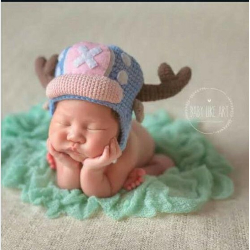 Jual Tony Chopper/one piece/newborn hat/topi bayi/topi anak/properti ...