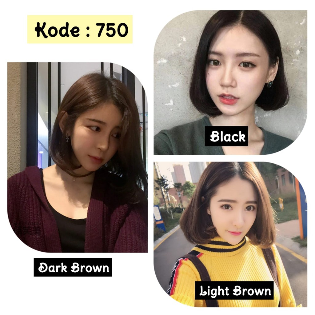 Jual Wig 750 - Wig Wanita Pendek Belah Tengah Rambut Palsu Wanita Tebal ...