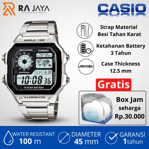 Jual CASIO Jam Tangan Casio Pria General Digital AE-1200WHD-1AVDF / AE1200WHD / AE1200WHD1 ...