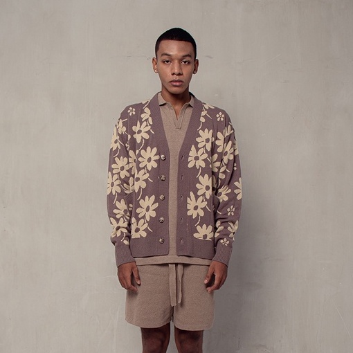 Jual Noir Sur Blanc Men Flora Lyon Cardigan Burgundy | Shopee Indonesia