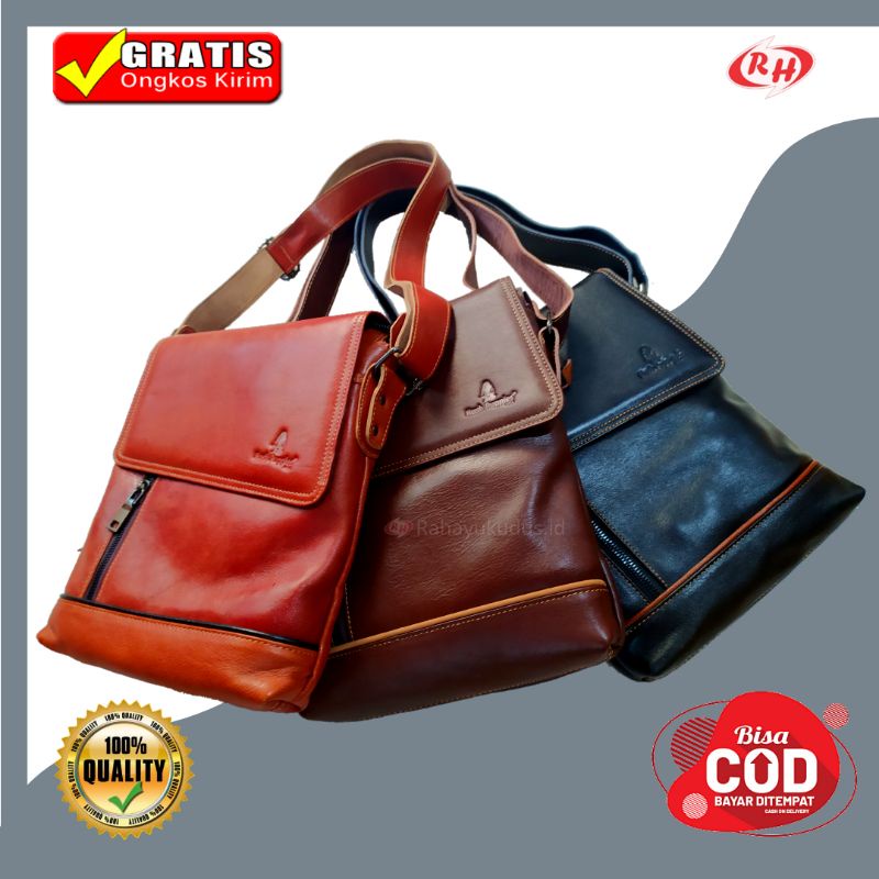 Jual TAS SLEMPANG PRIA KULIT SAPI NATURAL 302 | Shopee Indonesia