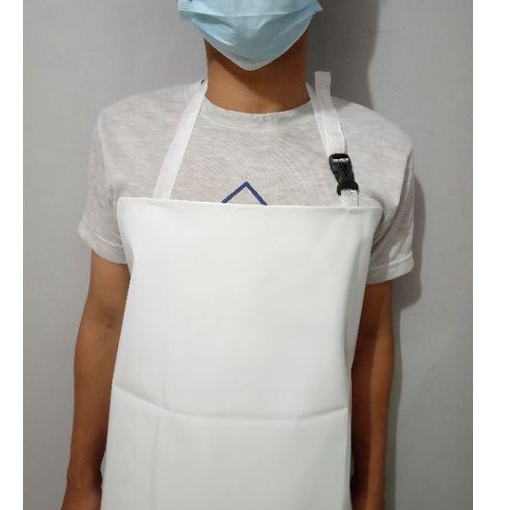 Jual Apron Putih Tali Ceklok PVC Doff 1 sisi Anti Cairan Kimia ...