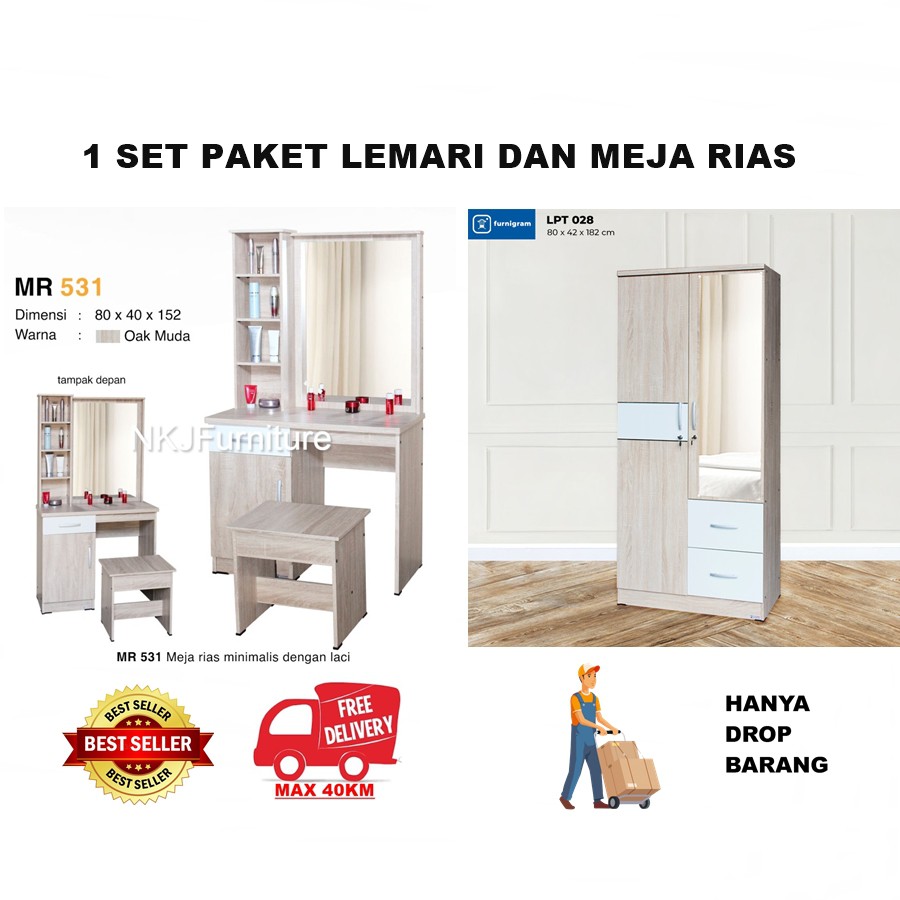 Jual 1 SET PAKET MEJA RIAS mr 531 dan LEMARI LPT 028 (DROP) | Shopee ...