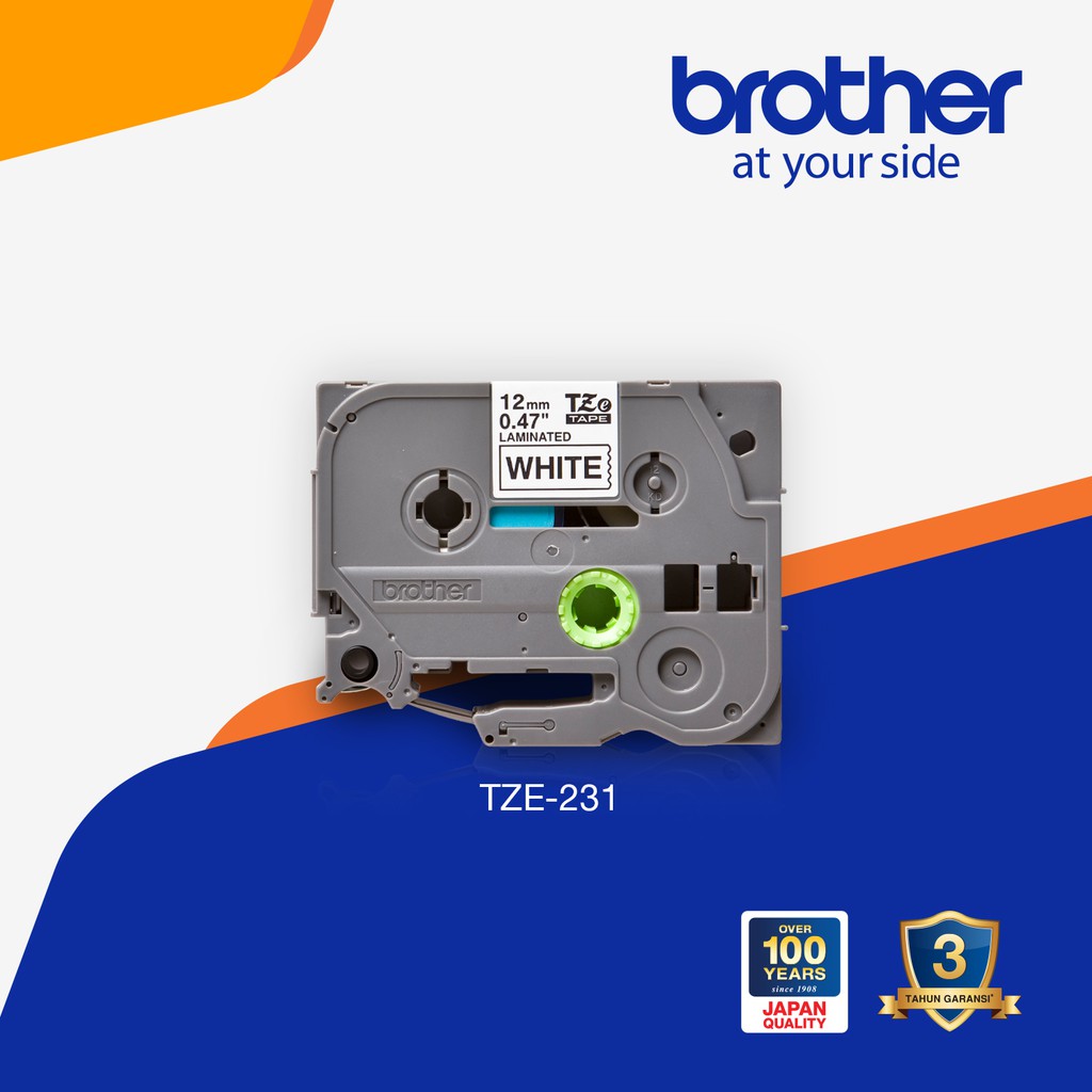Jual Brother Label Tape TZE-231 Black on White Laminated Tapes 12mm - Original | Shopee Indonesia