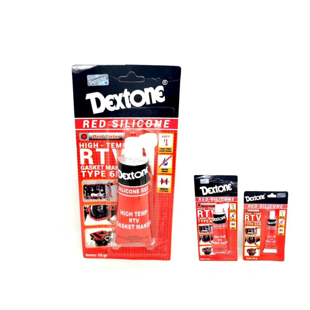 Jual Lem Besi DEXTONE Red Silicone 650 Tahan Panas 30 Gr- 70 Gr Gasket ...