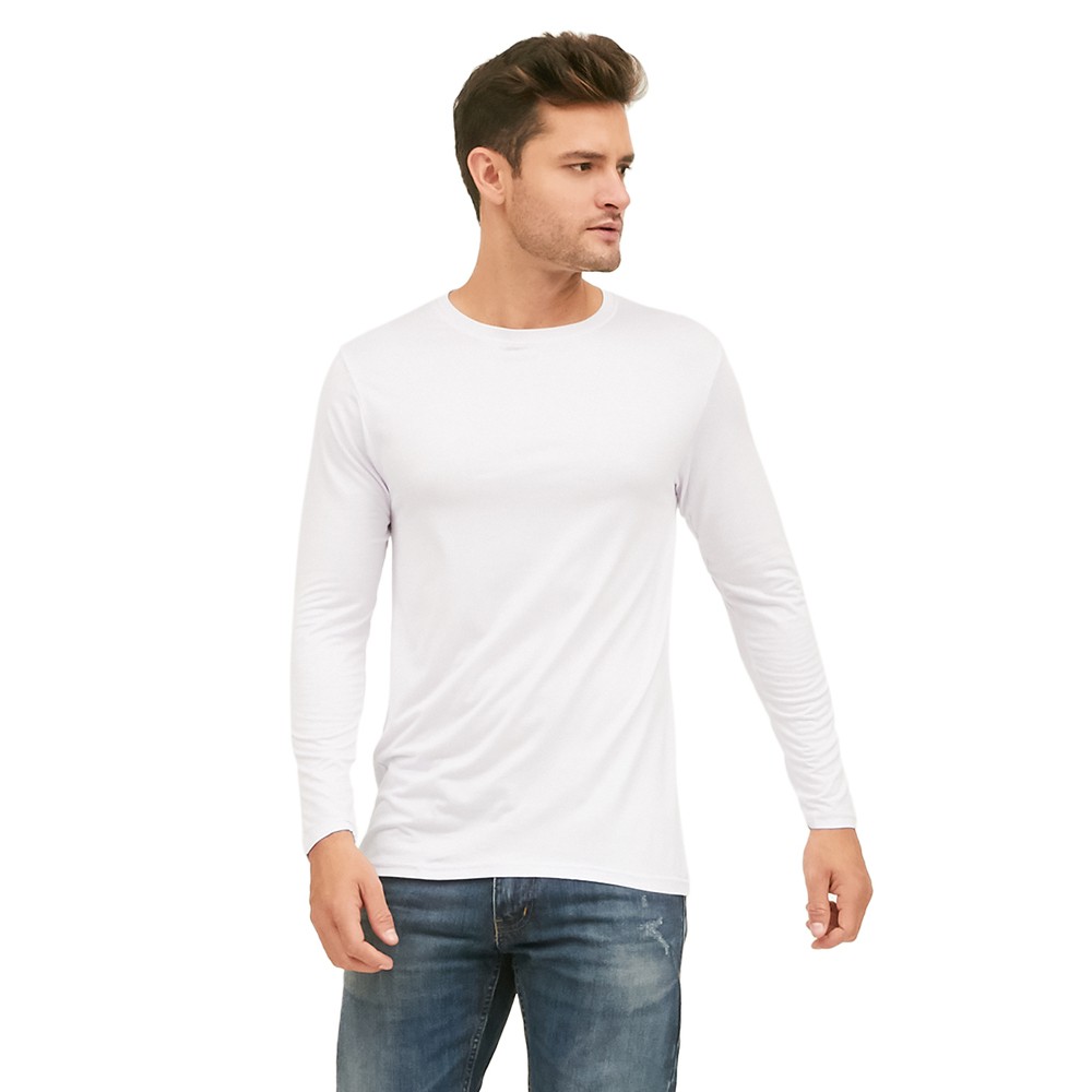 Jual PUTIH BW LENGAN PANJANG LONG SLEEVE KAOS POLOS KATUN COMBED 30s ...