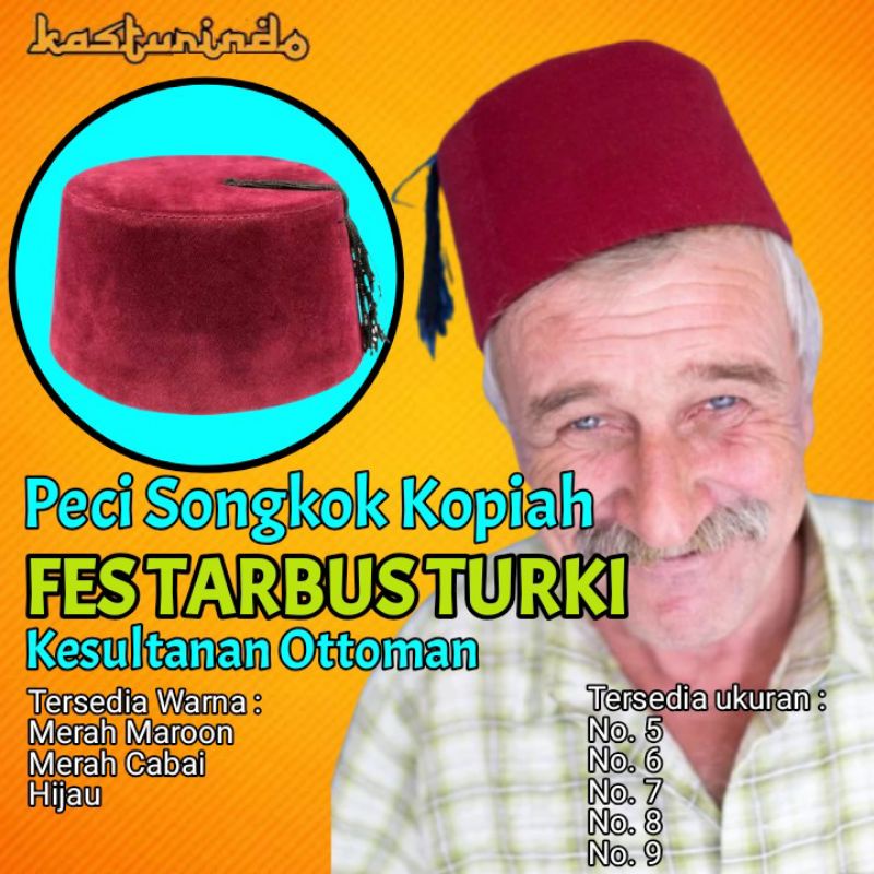 Jual Peci Songkok Kopiah Sultan Ottoman Turki Fes Tarbus Rambut Fez ...