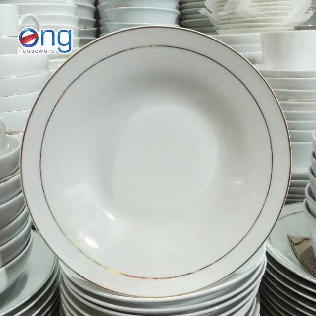 Jual Piring Plate Makan List Bulat Putih Keramik 9" Glassware | Shopee ...