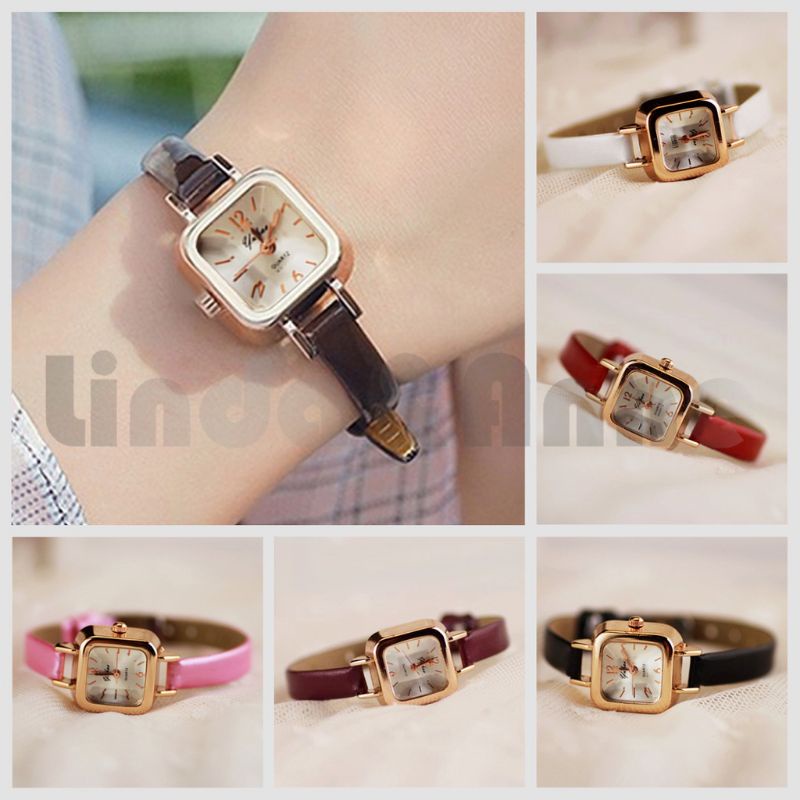 Jual JAM TANGAN KECIL WANITA STRAP PU ANALOG FASHION QUARTZ DIAL KOTAK ...