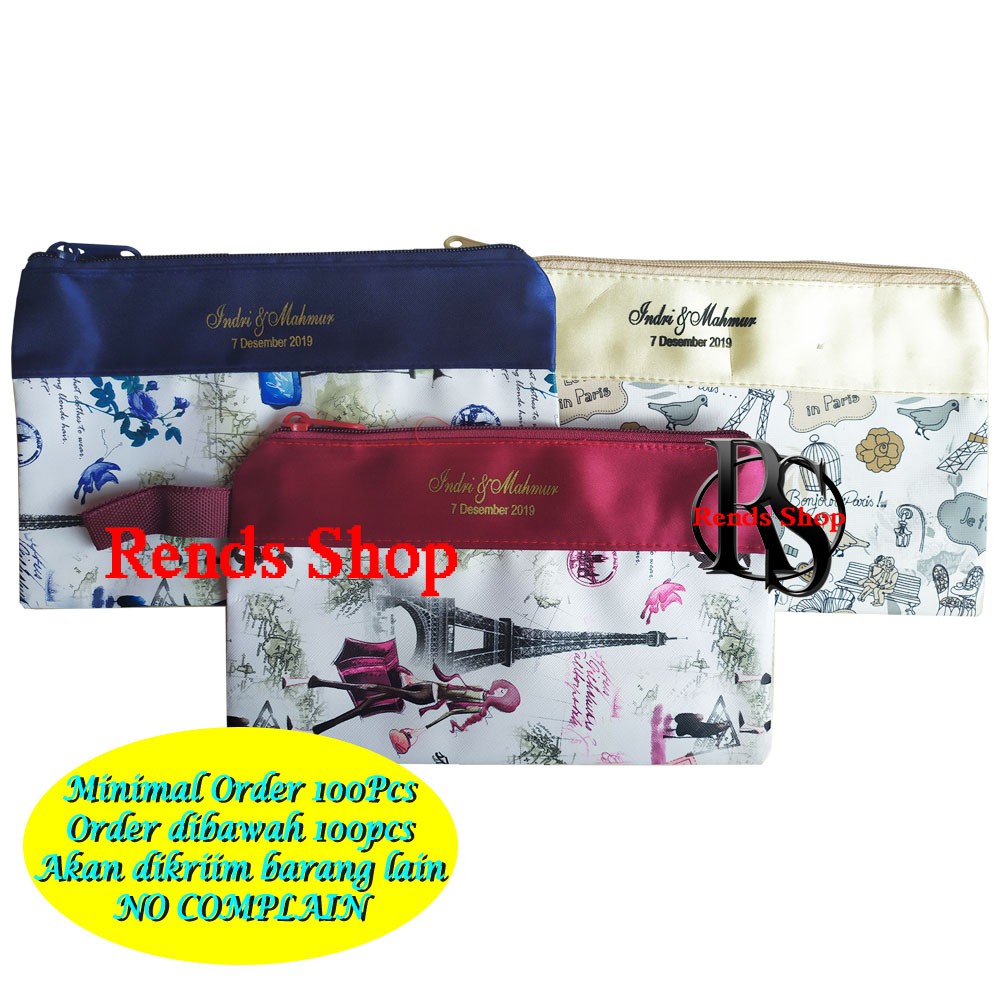 Jual Souvenir Dompet Paris Sablon Nama Sovenir Vintage Pouch Salur ...