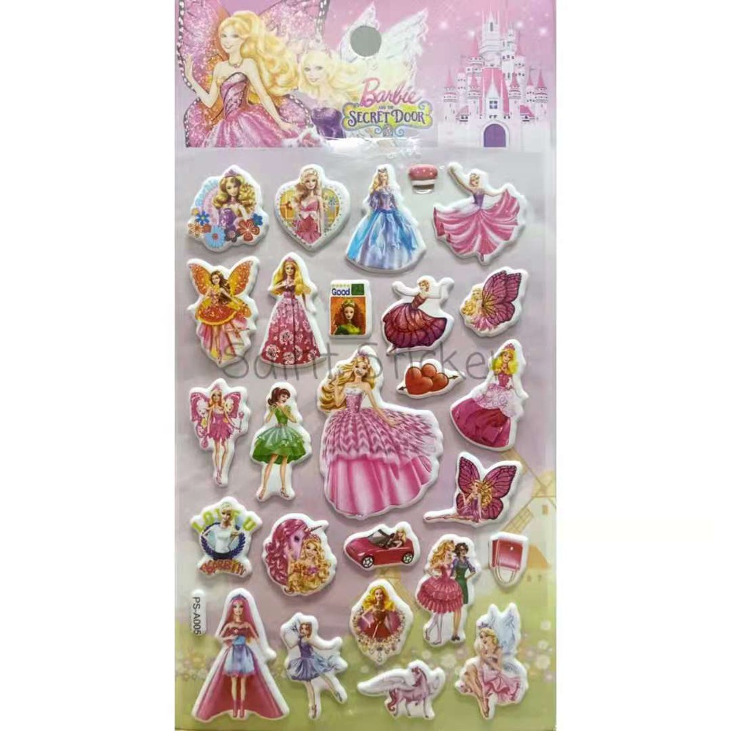 Jual Gambar Tempel Sticker Timbul Stiker Anak Karakter Kartun Barbie ...