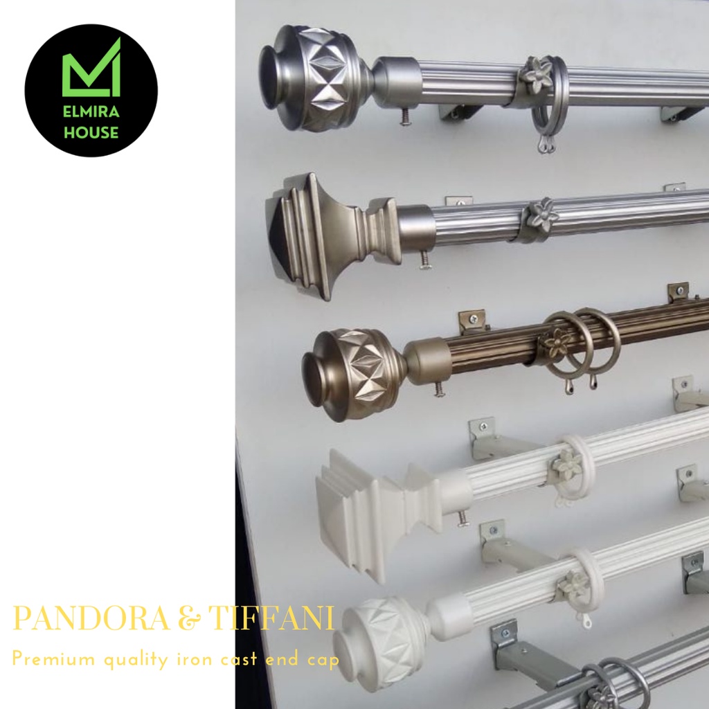 Jual Tiang rel Batang gorden Wave model endcap tutup BESI Pandora dan ...