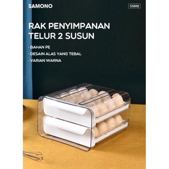 Jual SAMONO SSB32 Storage Box 2 Layers Egg Box Orange+transparent ...