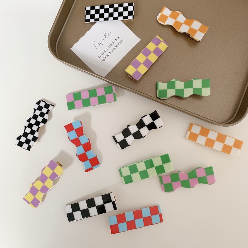 Jual Town Shell CHECKERED Korean Hair Clip / Jepit Rambut Kecil ...