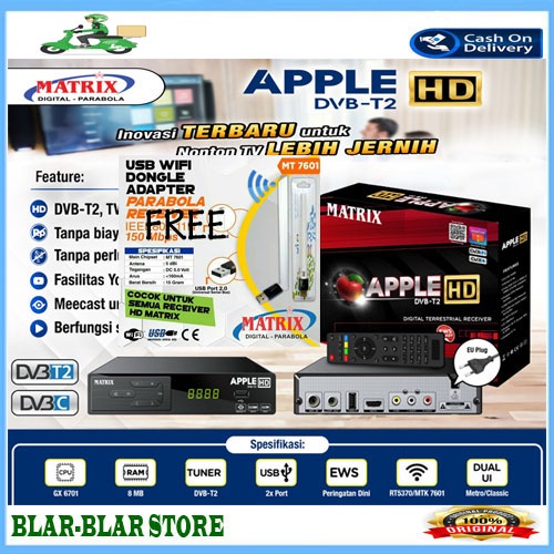 Jual PAKET Set Top Box Matrix STB Matrix Apple HD Receiver TV Digital ...