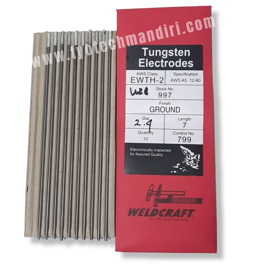 Jual Kawat Las Tungsten Merk Weld Craft 2.4 Mm Putih For Alumunium ...