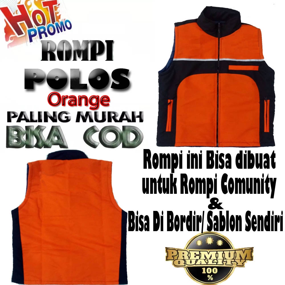 Jual Promo!!! Rompi Polos Orange Pasti Memuaskan / Rompi Custom / Rompi ...
