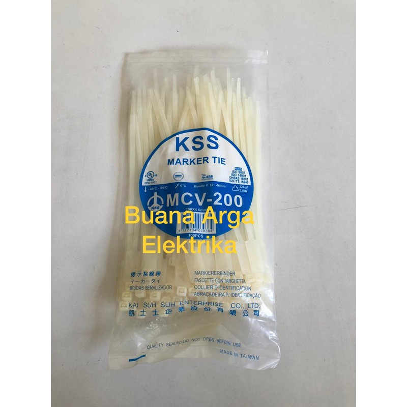 Jual KSS Kabel Ties/ Cable Tie Marker KSS MCV-200 / MCV 200 /Panjang 20cm | Shopee Indonesia