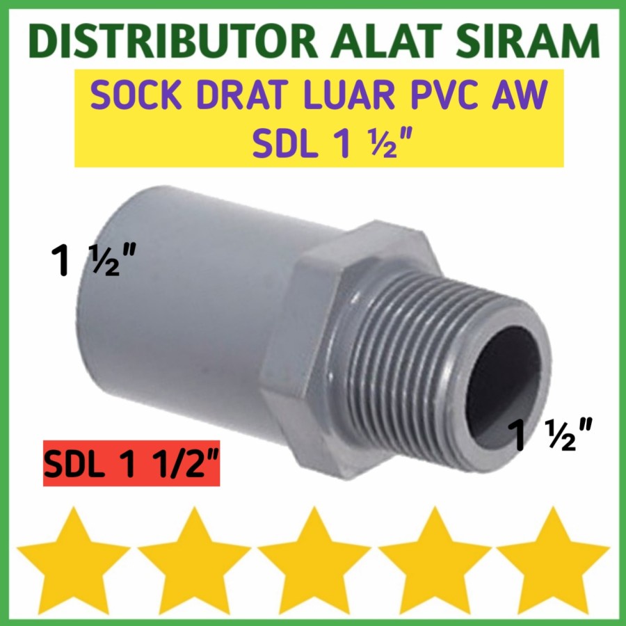 Jual SOCK DRAT LUAR 1 1/2 INCH PVC SDL SOCKET RUCIKA PIPA SPRINKLER BIG ...