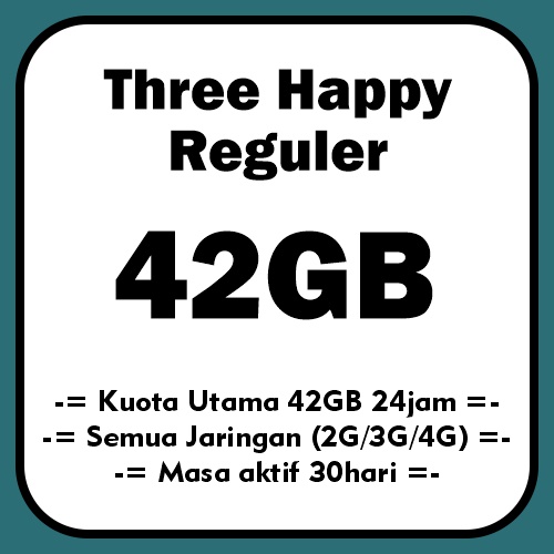 Jual Kuota Internet Murah Tri Three Happy AlwaysON AON 7GB 14GB 18GB 30GB 42GB 55GB 30hari ...