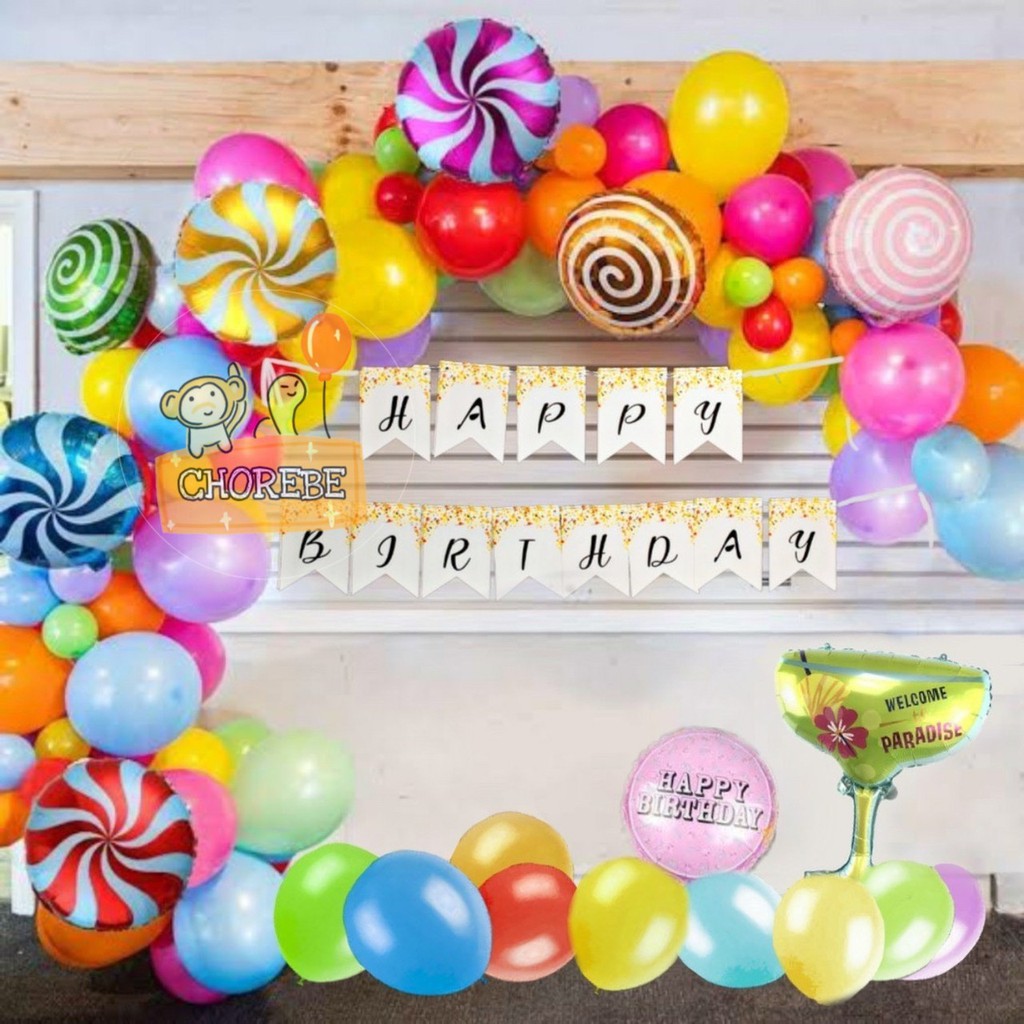 Jual Paket Dekorasi Balon Ulang Tahun Happy Birthday Candy Permen ...